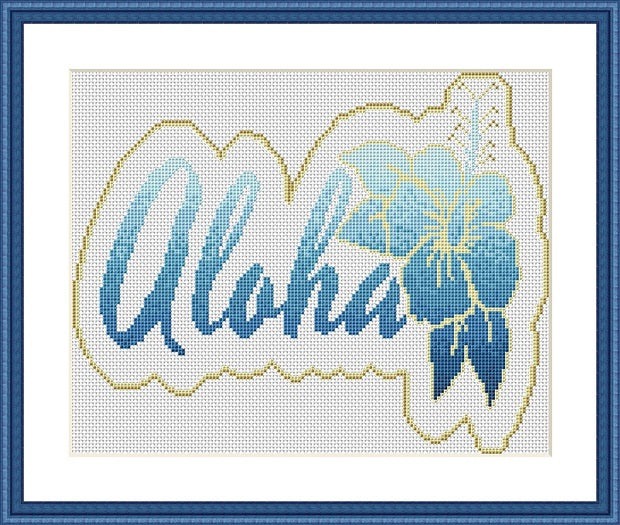 Aloha gradient typography free cross stitch hand embroidery pattern ...