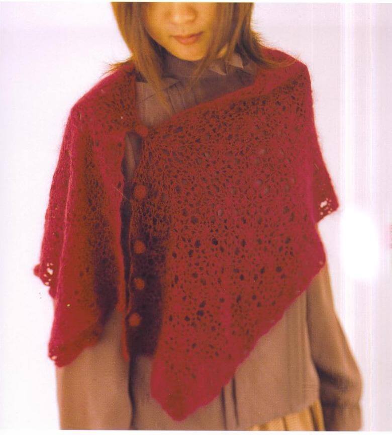 Red crochet motifs shawl pattern – JPCrochet