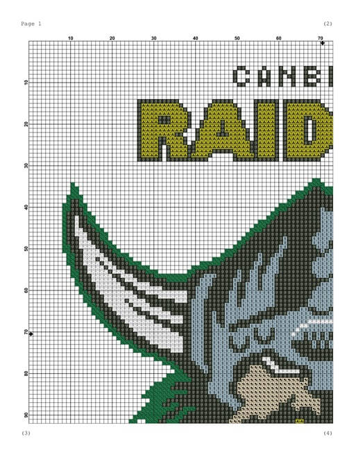 Canberra Raiders cross stitch pattern – JPCrochet