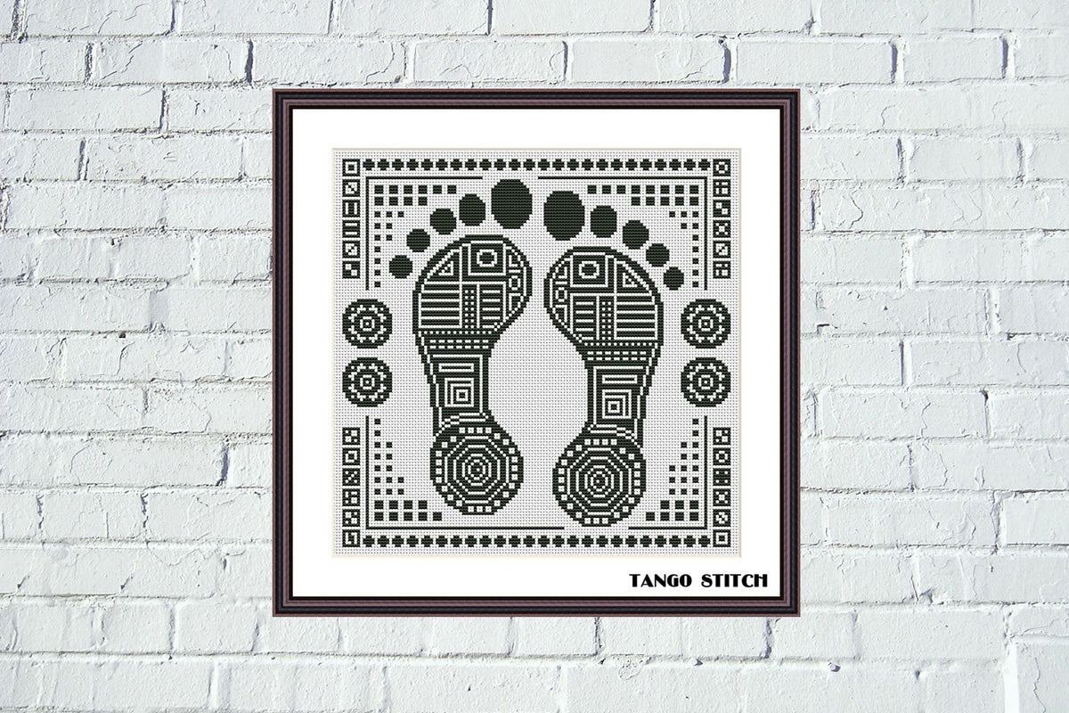 Footprints abstract geometric cross stitch pattern – JPCrochet