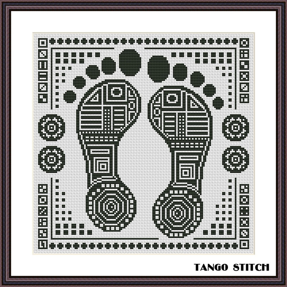 Footprints abstract geometric cross stitch pattern – JPCrochet