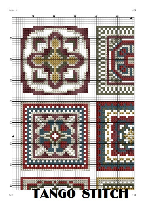 Granny squares sampler cross stitch embroidery pattern – JPCrochet