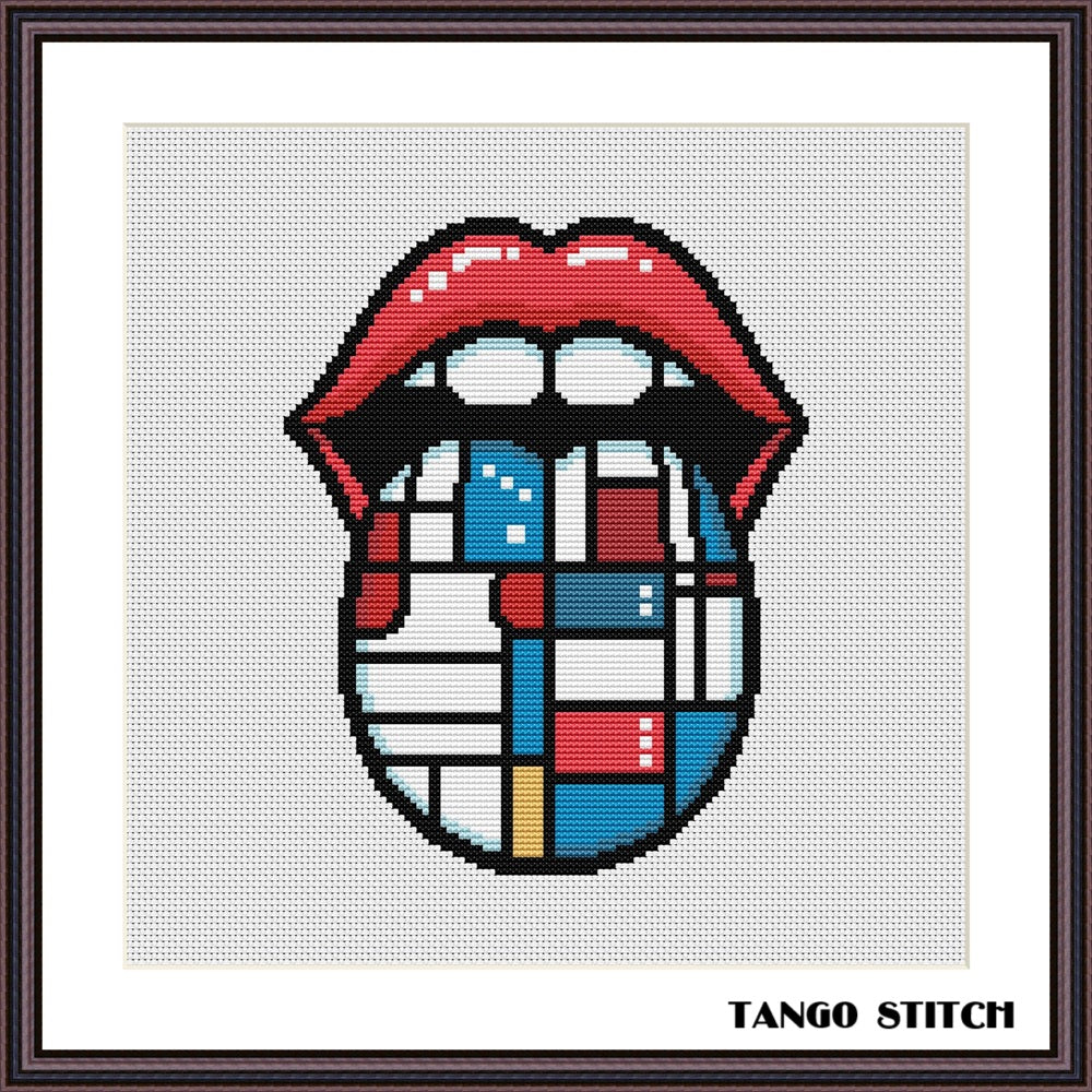 Tongue Piet Mondrian inspired abstract cross stitch pattern – JPCrochet