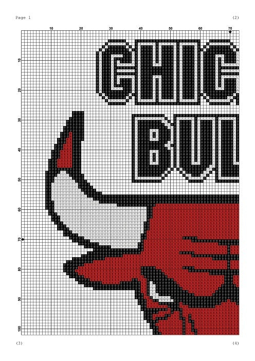 Chicago Bulls cross stitch pattern Easy embroidery design – JPCrochet