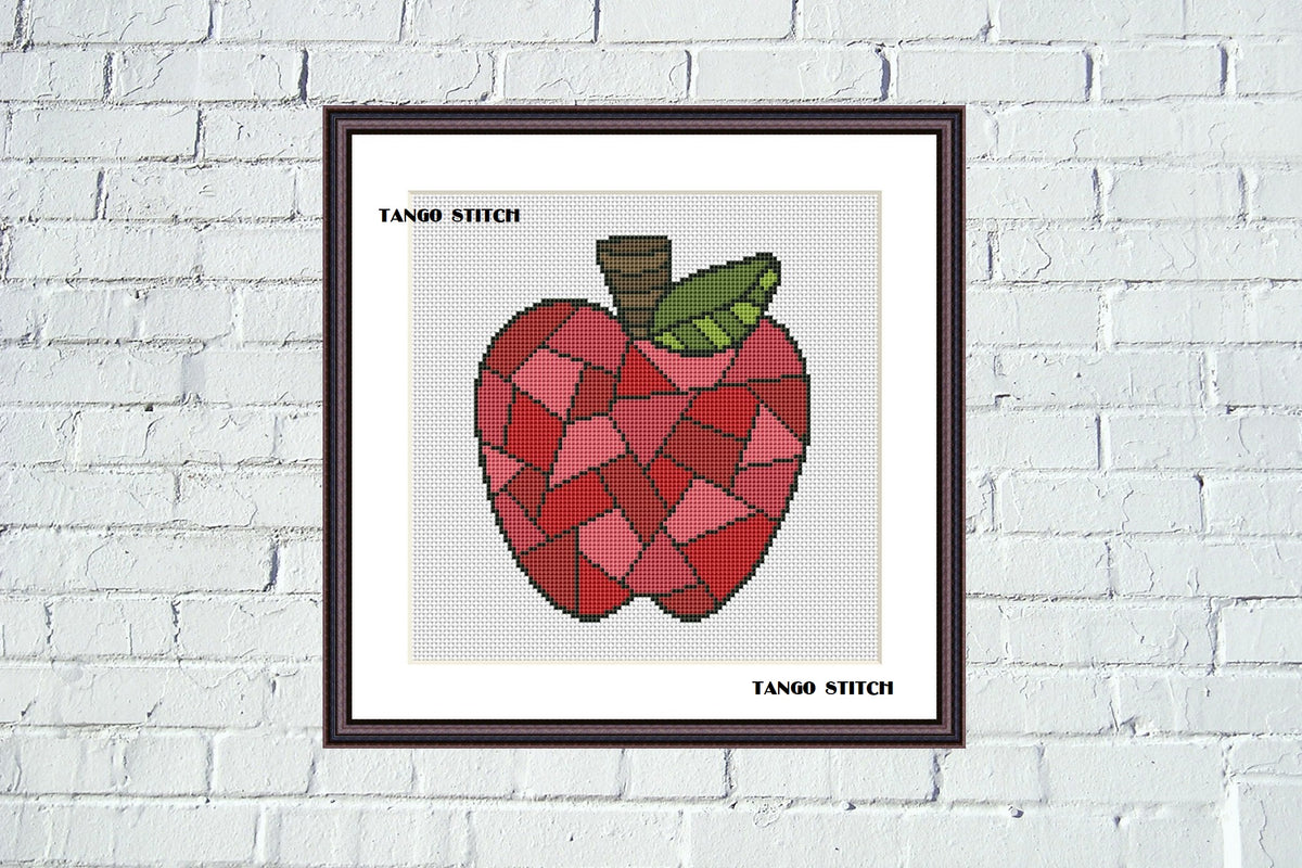 Stained glass apple cross stitch pattern – JPCrochet
