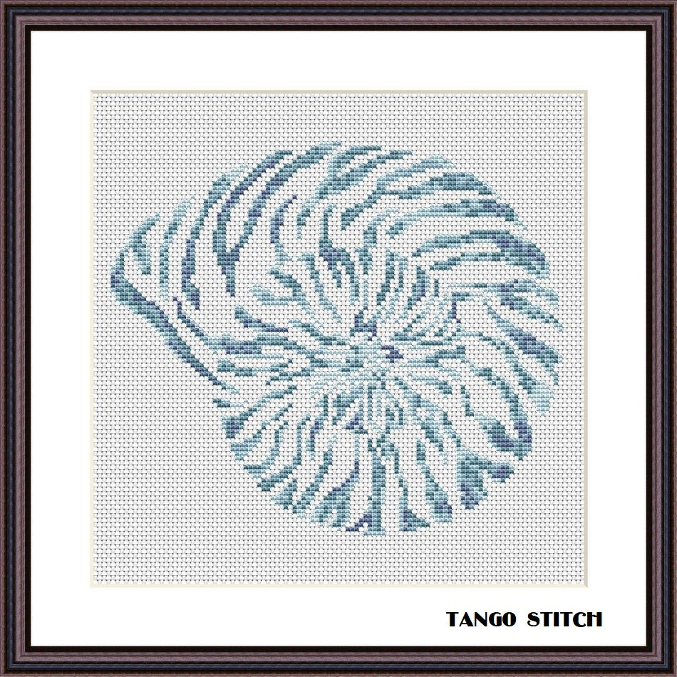 Blue gray shell cross stitch pattern – JPCrochet