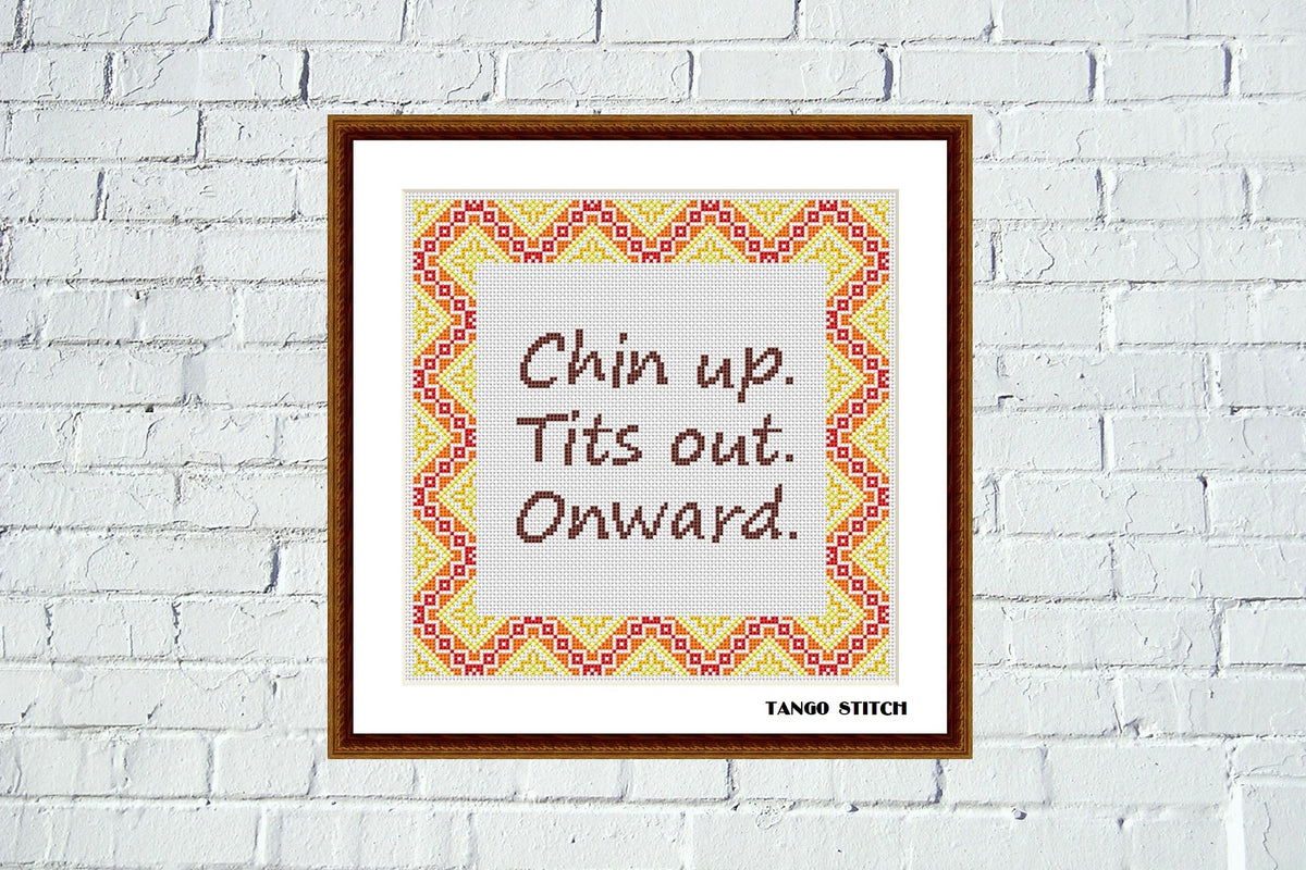 Chin up funny motivational cross stitch pattern – JPCrochet