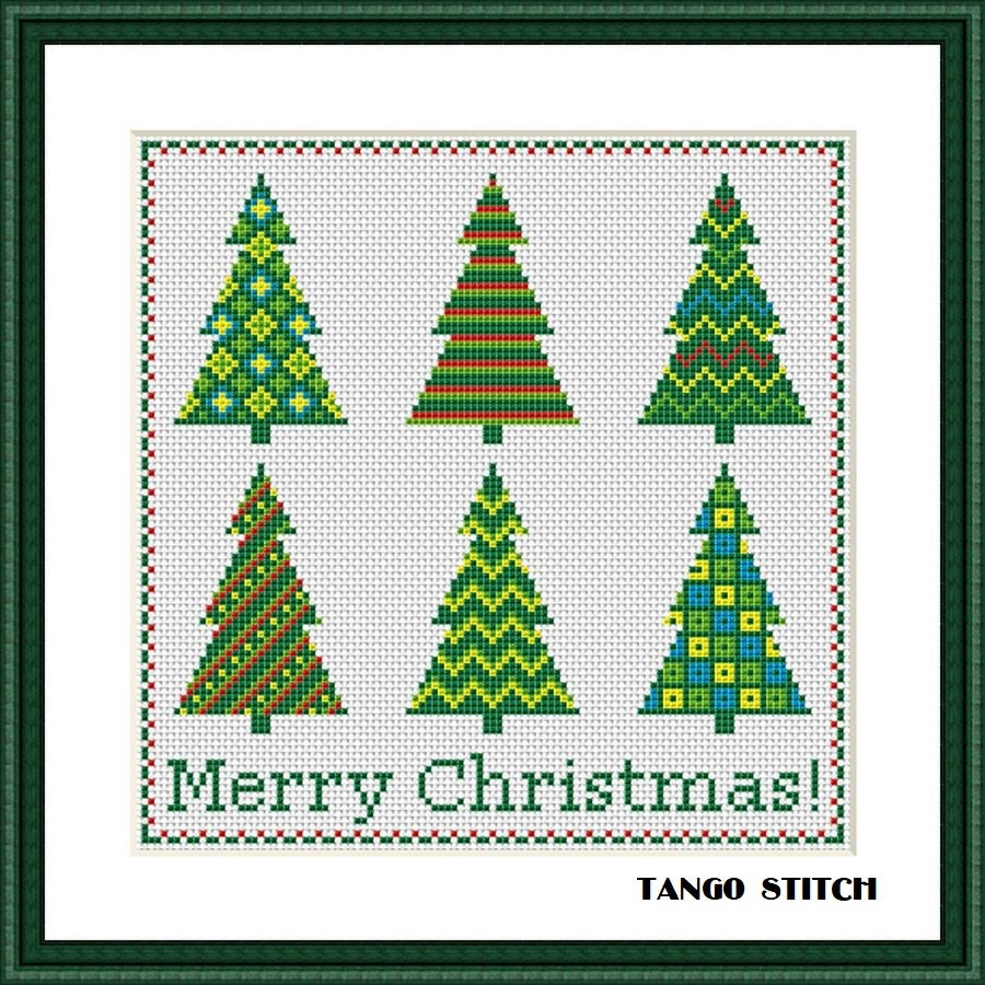 Simple Christmas cross stitch patterns Set of 4pcs New Year designs ...