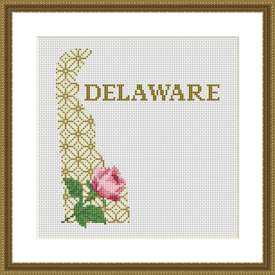 Delaware map cross stitch pattern floral ornament embroidery – JPCrochet