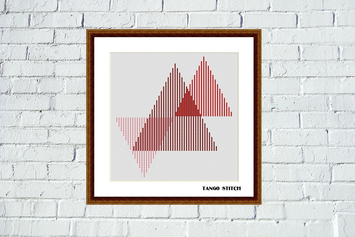 Red geometric triangles cross stitch ornaments pattern – JPCrochet