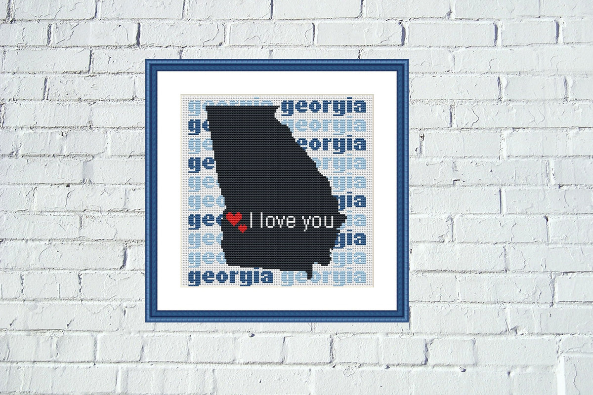 Georgia state map cross stitch embroidery pattern – JPCrochet
