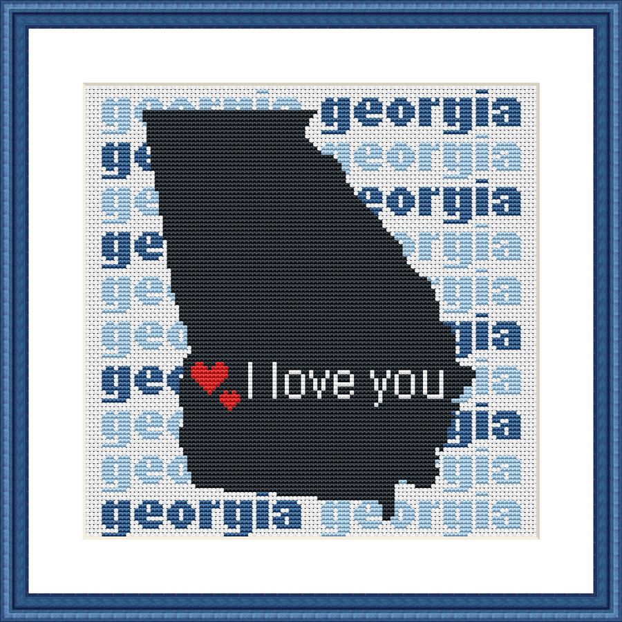 Georgia state map cross stitch embroidery pattern – JPCrochet
