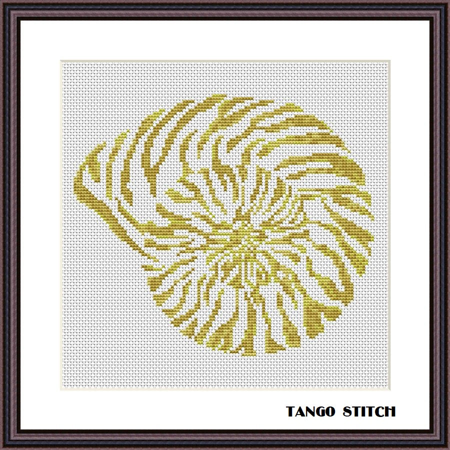 Gold shell watercolor easy cross stitch pattern – JPCrochet