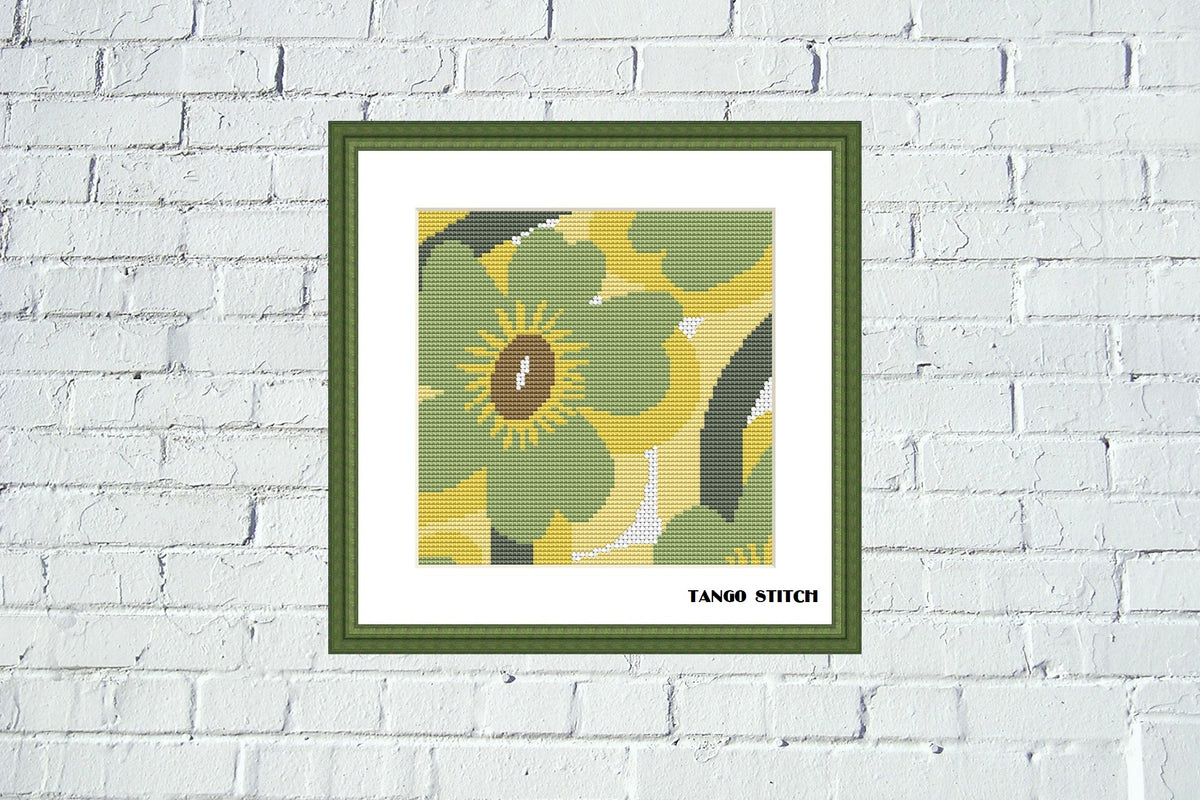 Green flower abstract cross stitch pattern – JPCrochet