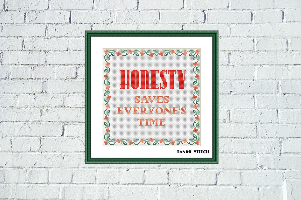 Honesty sarcastic quote simple cross stitch pattern – JPCrochet