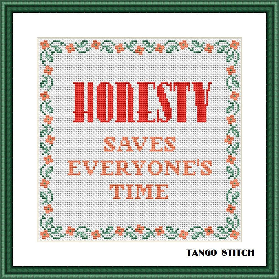 Honesty sarcastic quote simple cross stitch pattern – JPCrochet