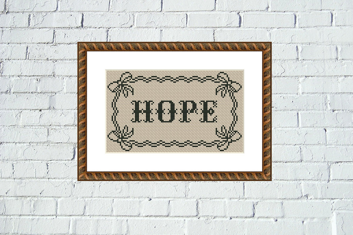 Hope vintage lettering cross stitch pattern – JPCrochet
