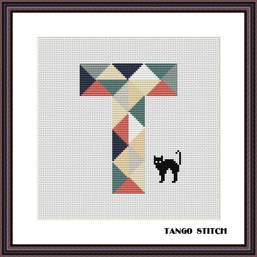 Letter T typography cross stitch pattern – JPCrochet