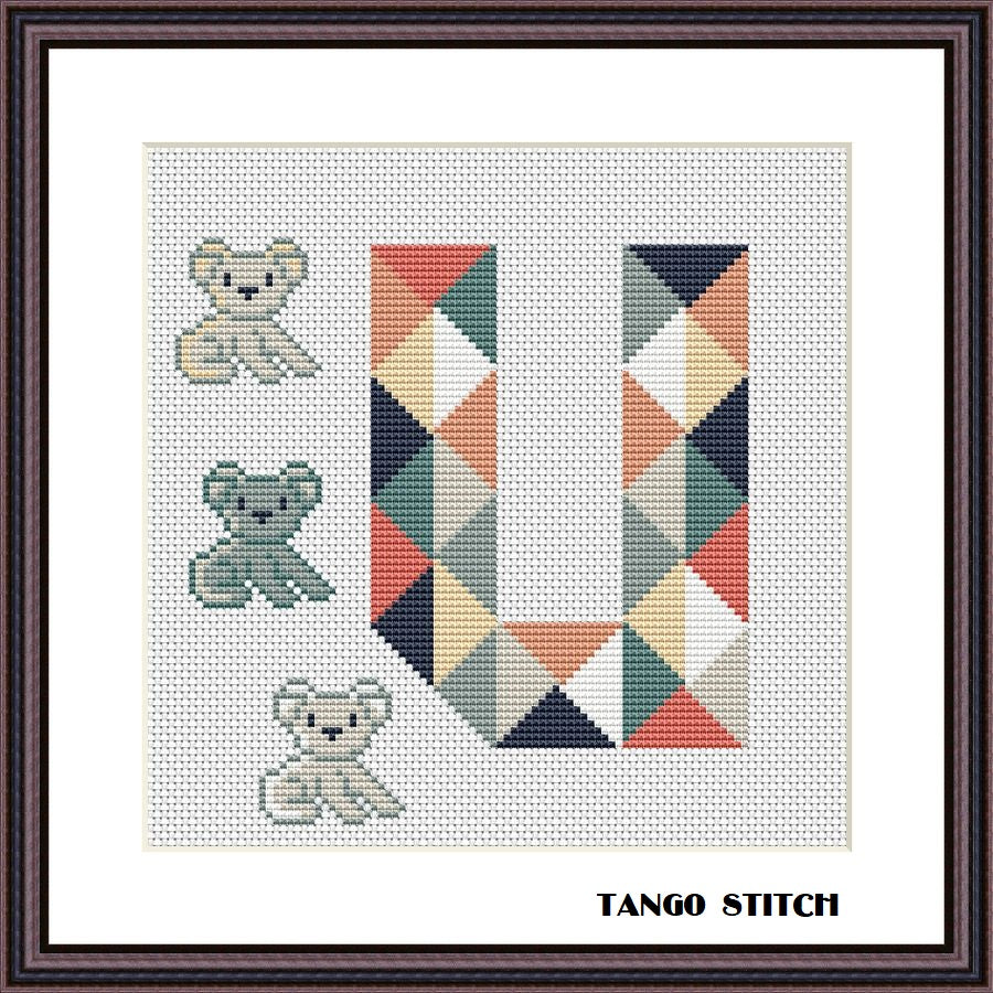Letter U and cute koala nursery cross stitch pattern, Tango Stitch ...