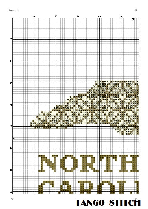 North Carolina state map flower ornament cross stitch pattern – JPCrochet