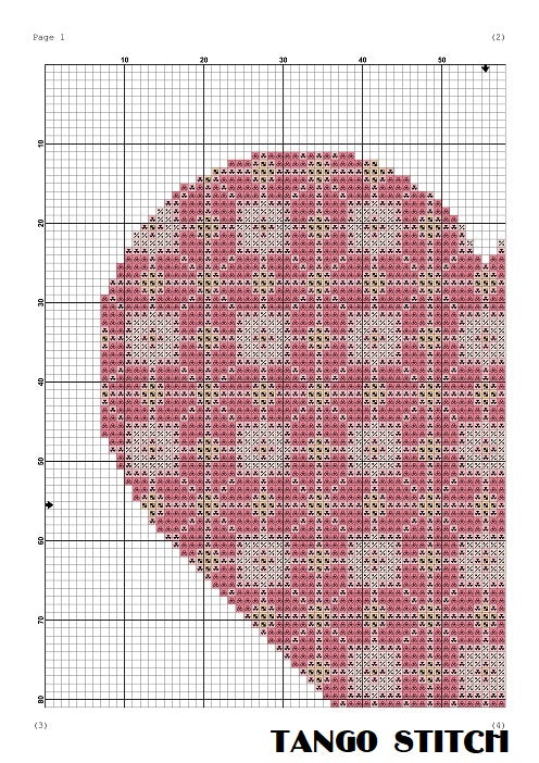 Pink heart romantic cross stitch pattern – JPCrochet