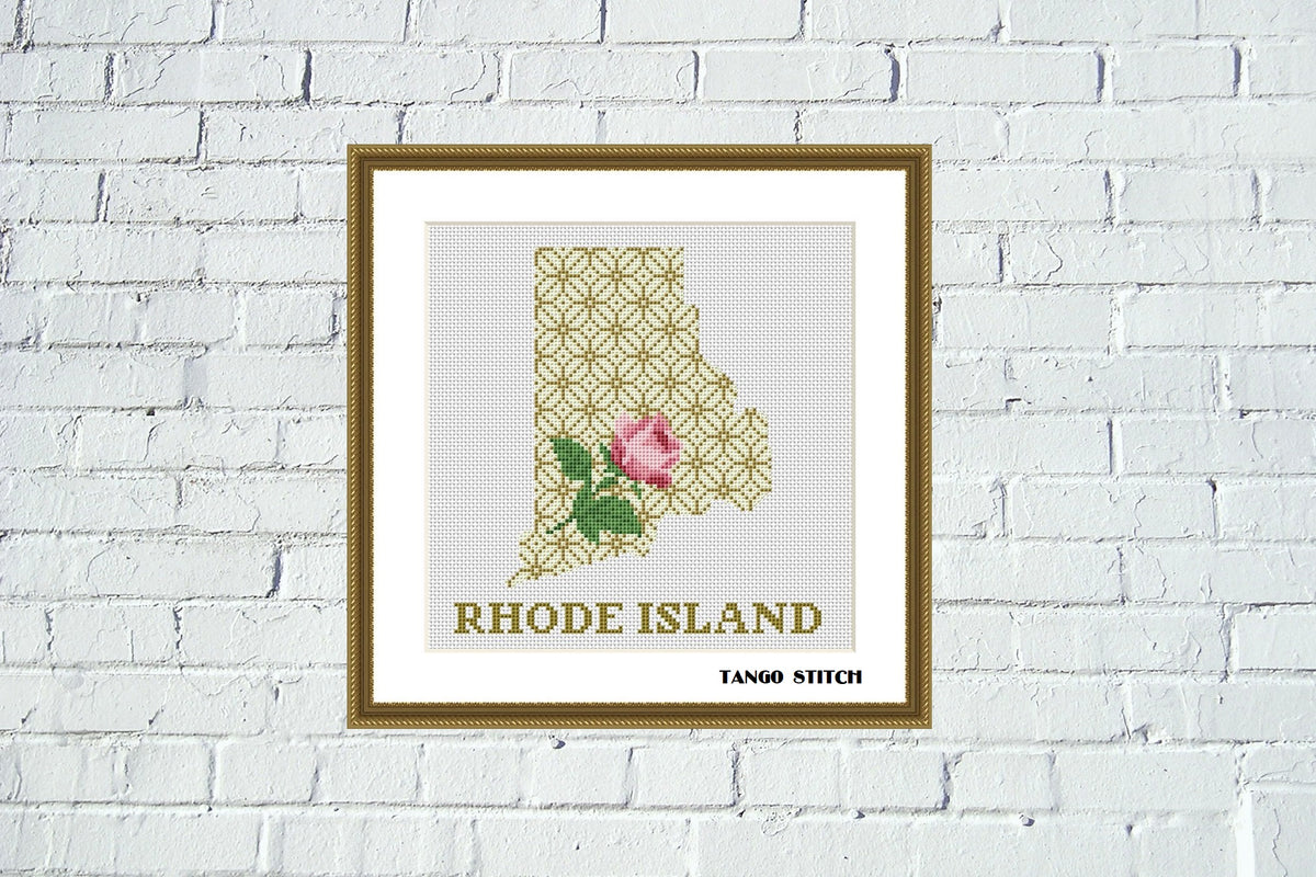 Rhode Island USA state map silhouette cross stitch pattern – JPCrochet