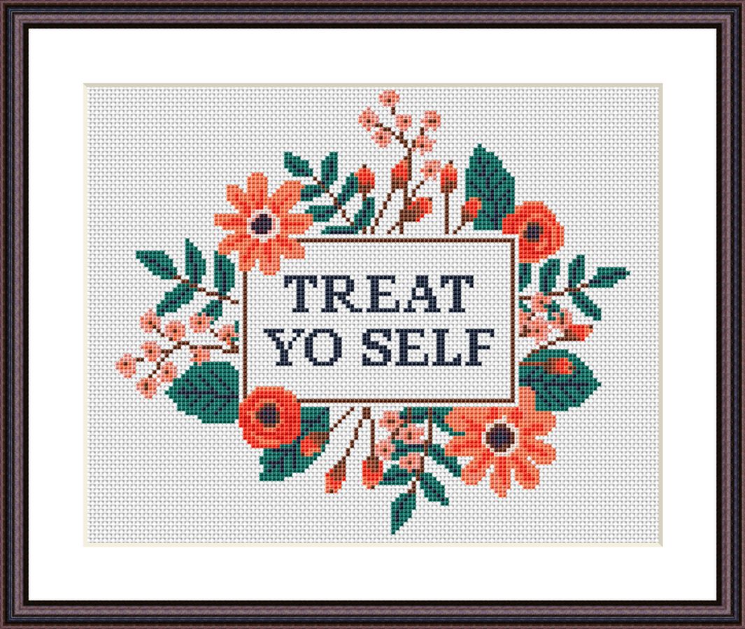 Treat yo self funny sassy cross stitch pattern – JPCrochet